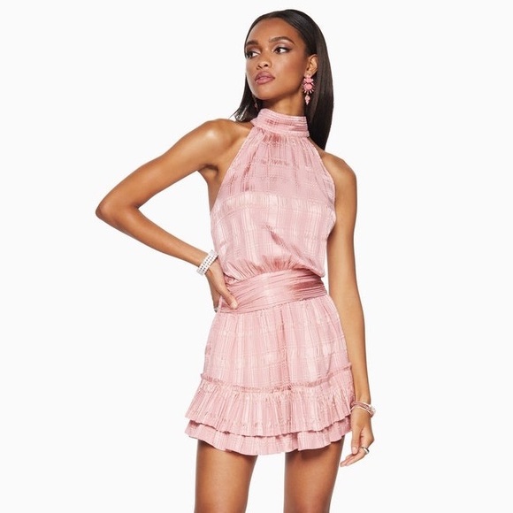 Ramy Brook | Dresses | Ramy Brook Pink Halter Mini Dress | Poshmark